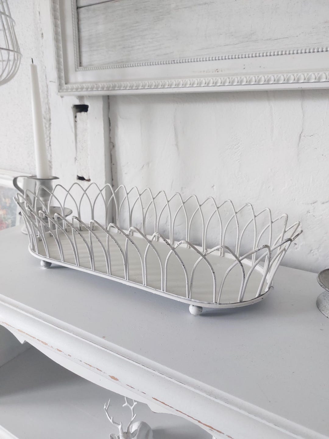 Unusual Tray in Cream White Made of Metal in Shabby Chic Style ...