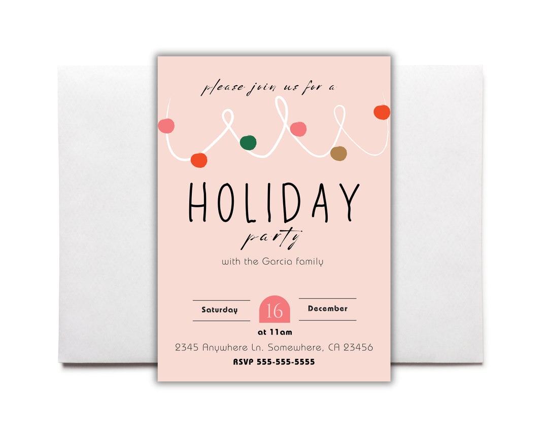 Editable Holiday Party Invitation Template: Canva Digital Download - Etsy