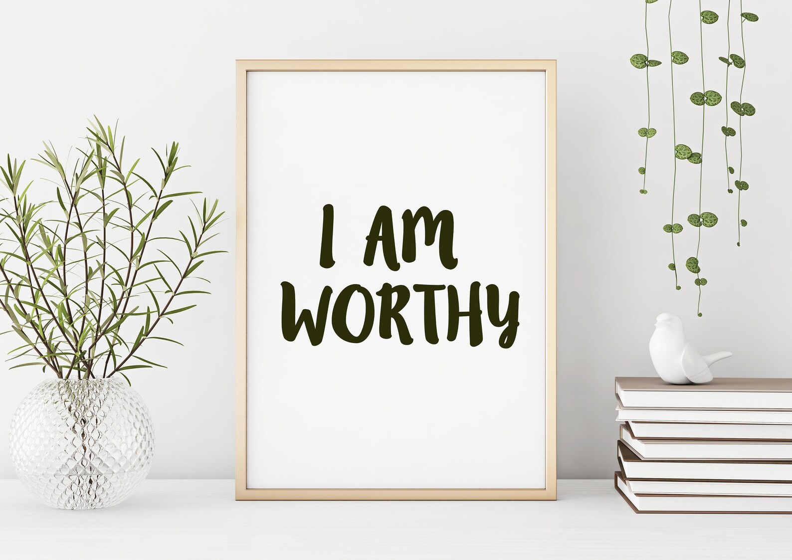 Wall Art Inspirational Digital Print I Am Worthy Poster Positive ...