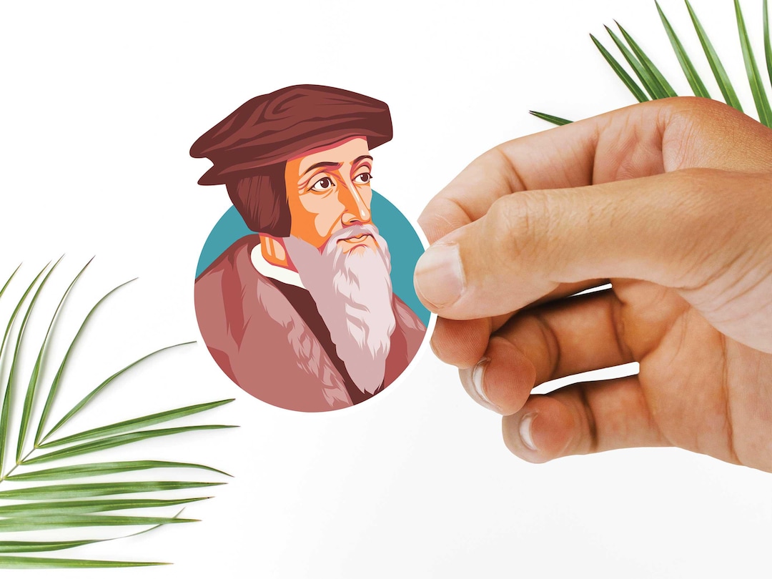 John Calvin Portrait Sticker, Christian Sticker, Faith Sticker, Bible ...