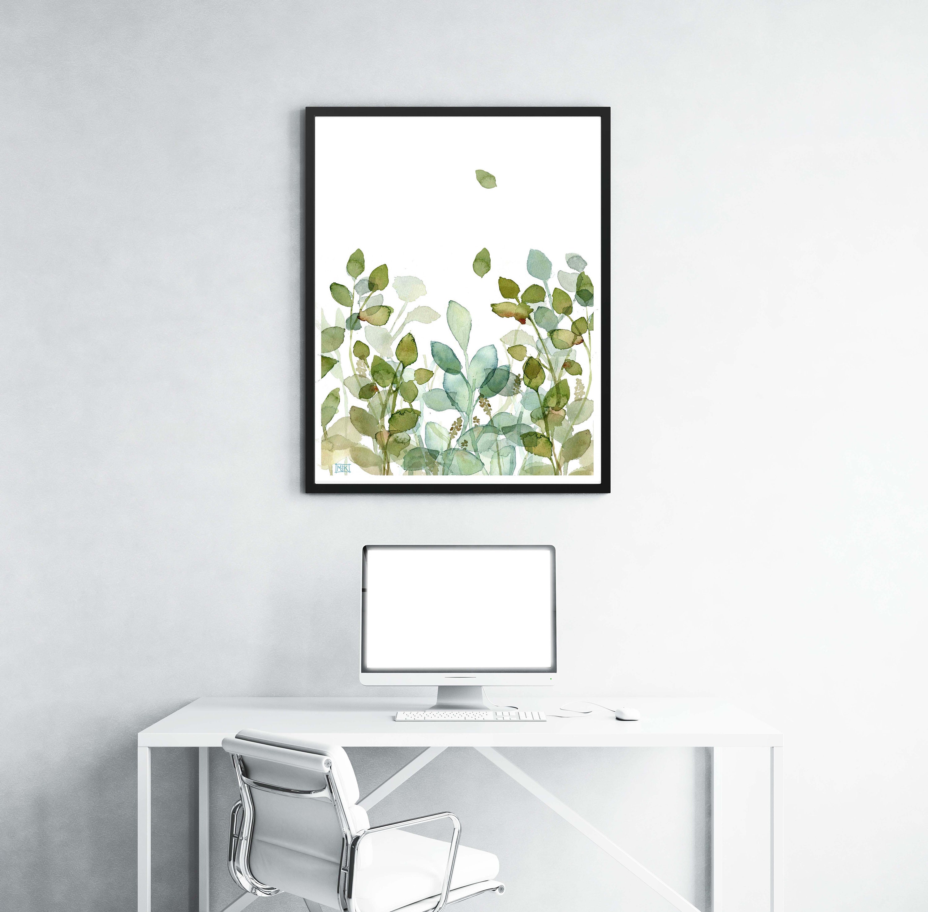 Abstract Green Wall Art Peaceful Nature Decor Neutral Greens | Etsy