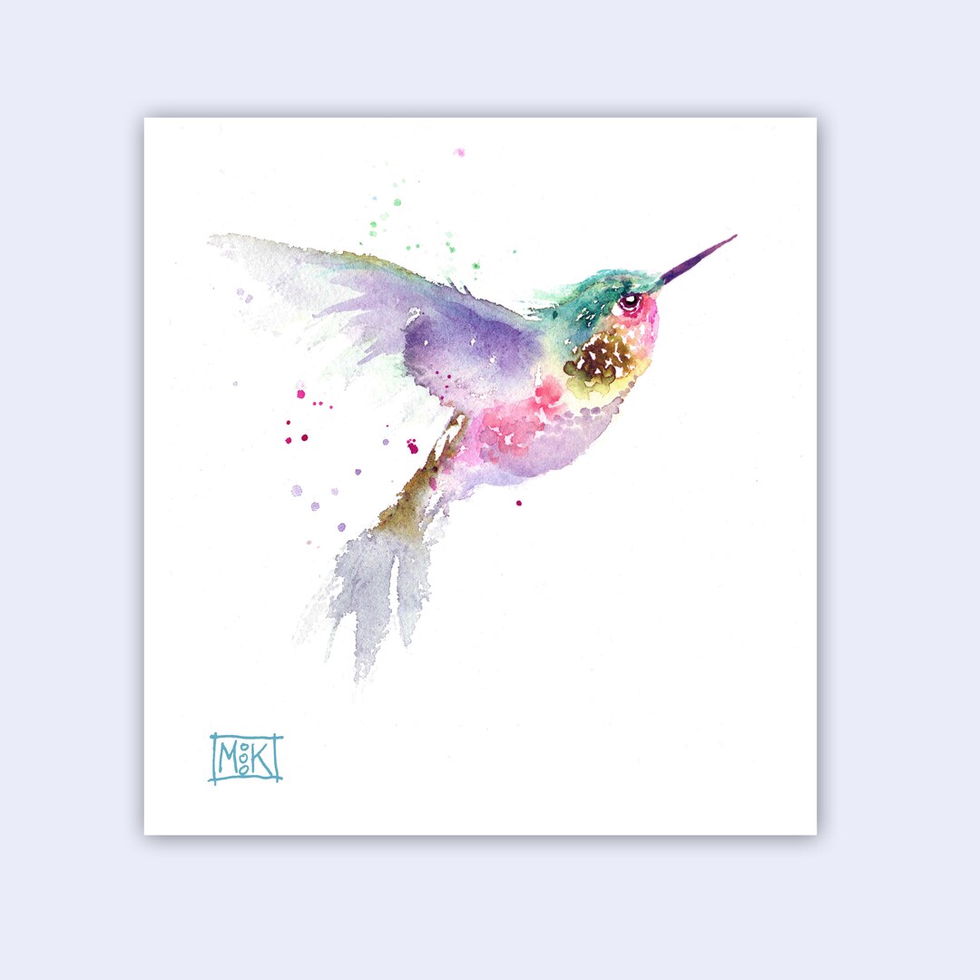 HUMMINGBIRD PAINTING, Watercolor Hummingbird Print, Bird Art, Bird ...