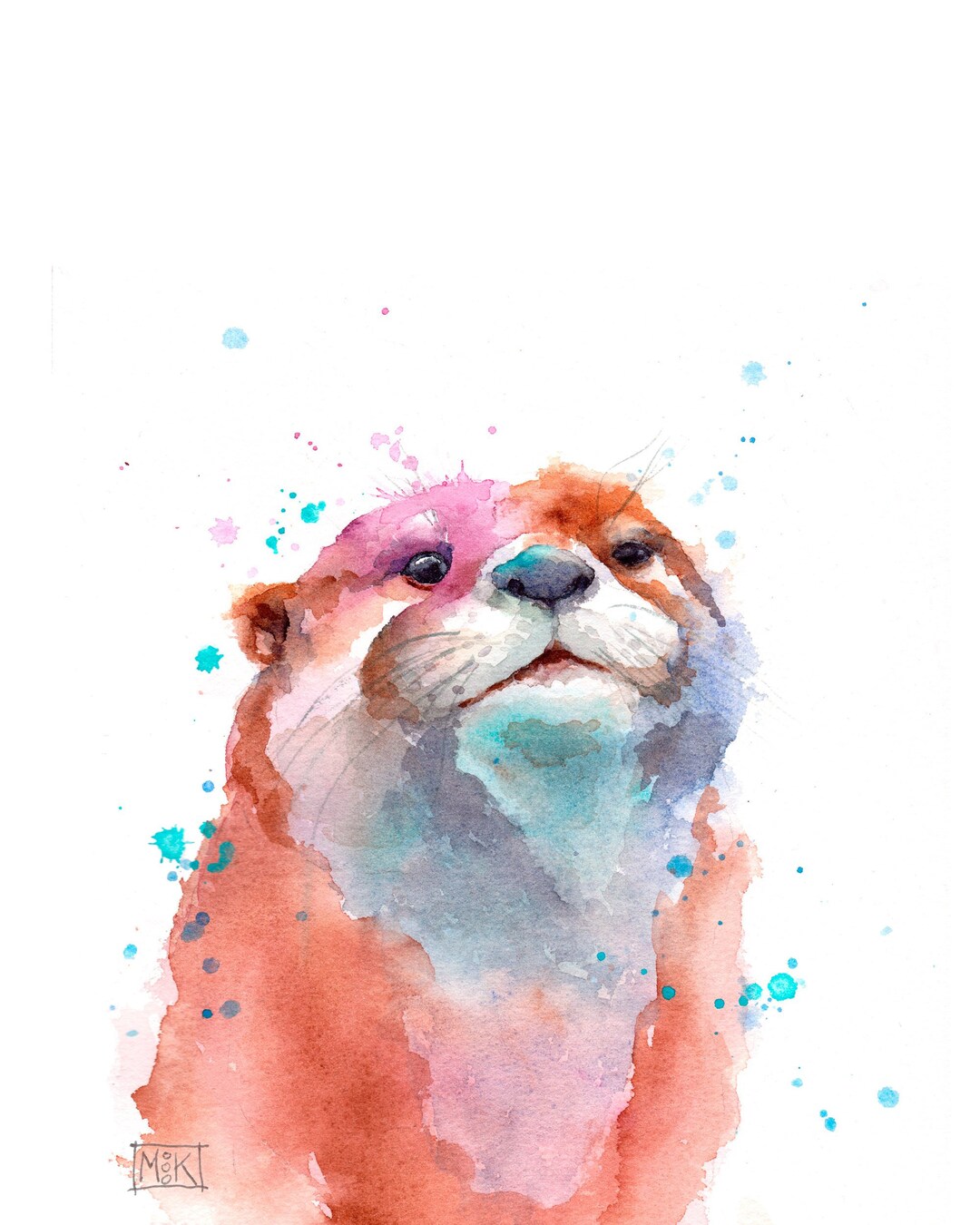 Otter Gift, Otter Print, Otter Art Gift, Colorful Otter Painting, Otter ...
