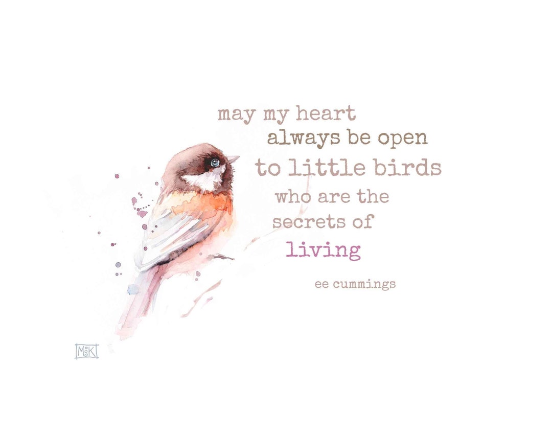 Songbird Print, Chickadee Art Print, Chickadee Gift, Literary Quote ...