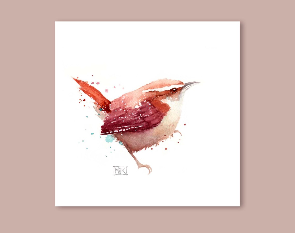 Wren Watercolor Print, Bird Print, Cute Carolina Wren, Bird Lover's ...