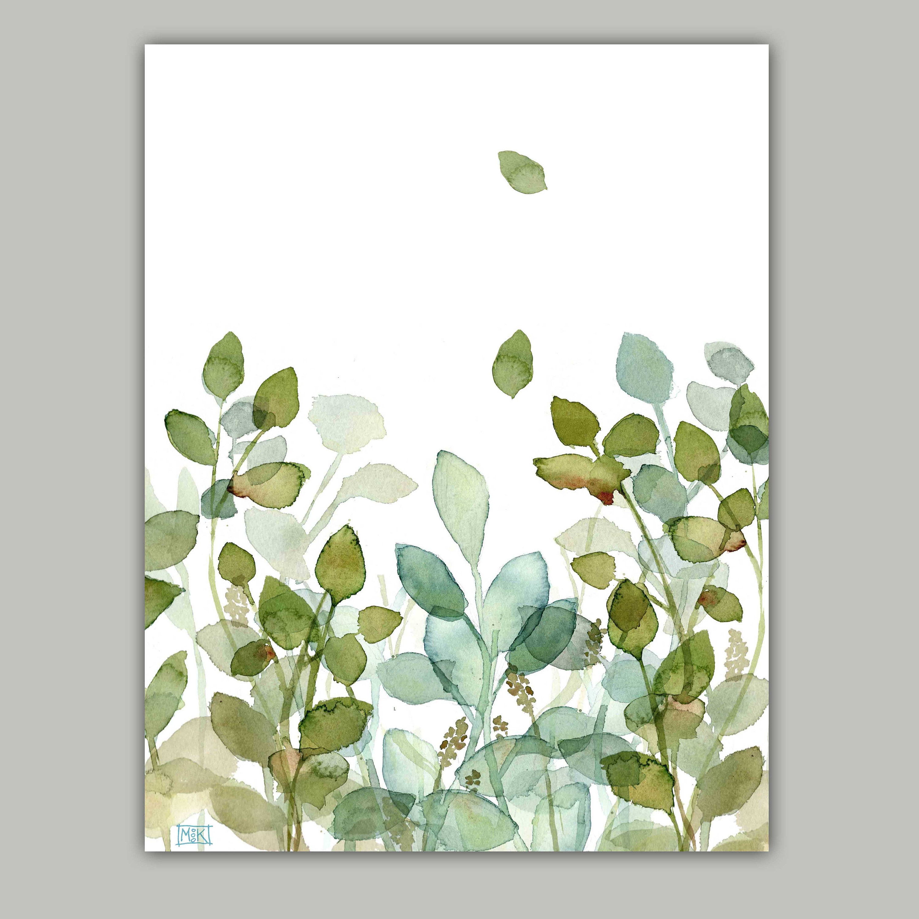 Abstract Green Wall Art Peaceful Nature Decor Neutral Greens | Etsy