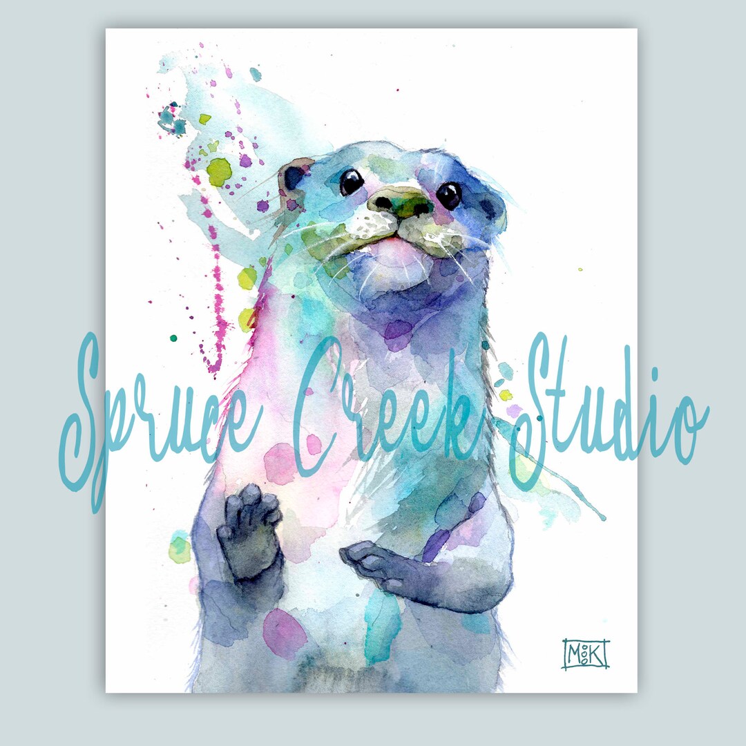 Otter Decor, Cute Otter Print, Watercolor Animal Print, Baby Shower ...