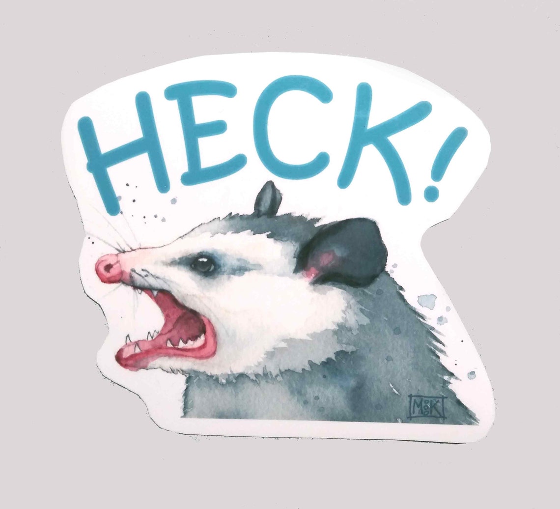 Possum Cursing Sticker Cute Opossum Screaming Possum Heck | Etsy