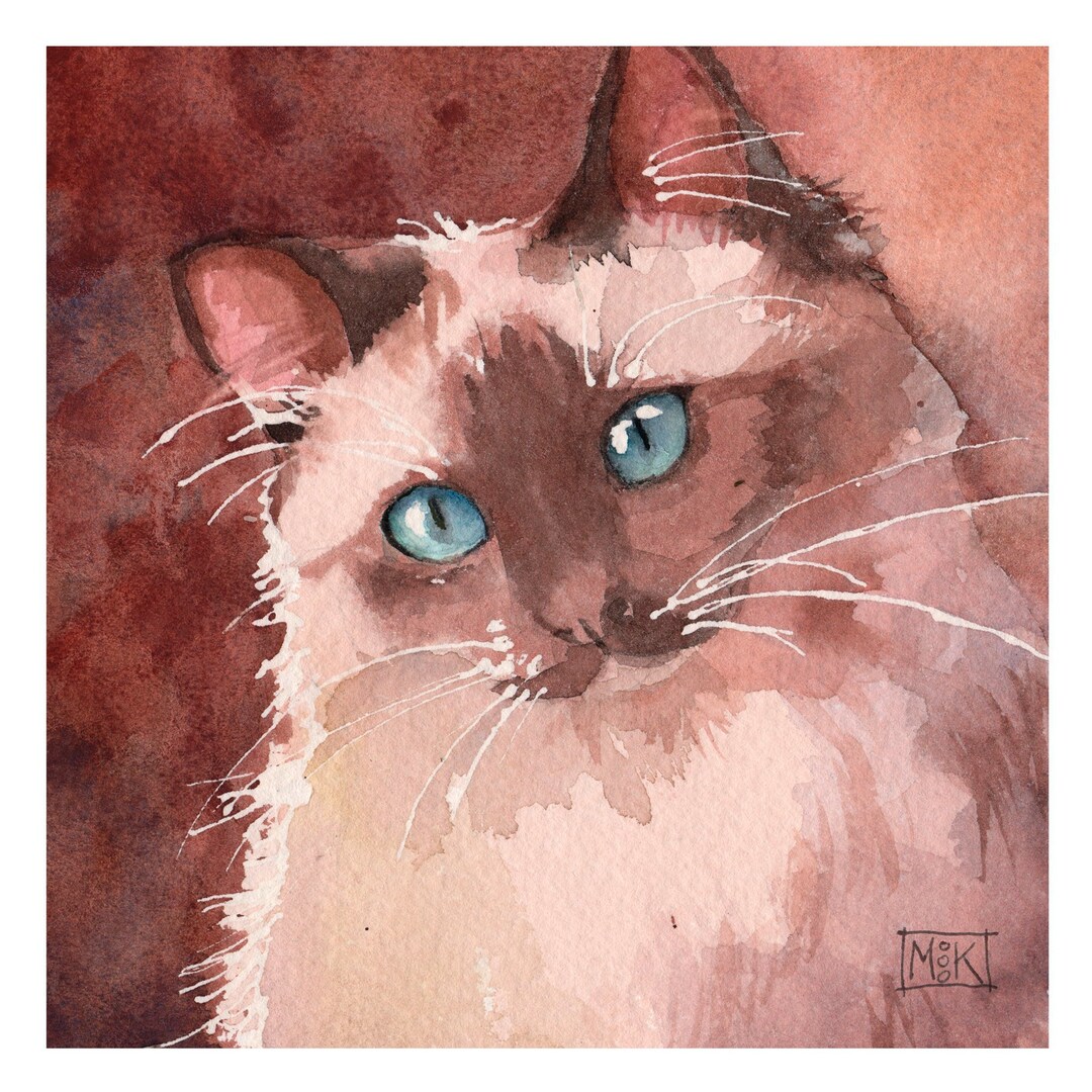 Cat Print Watercolor, Watercolor Painting, Cat Painting, Cat Lover Gift ...