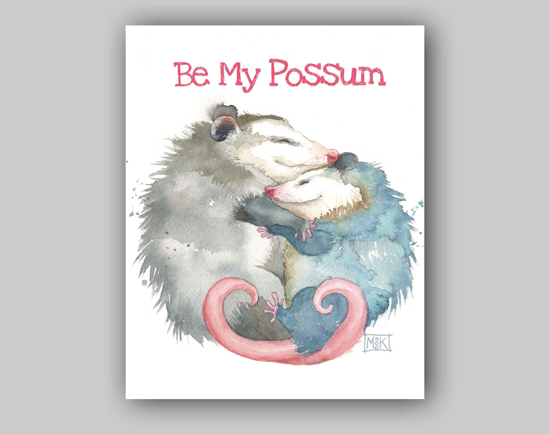 Possum Valentine's Card Cute Hugging Opossums Gift for | Etsy