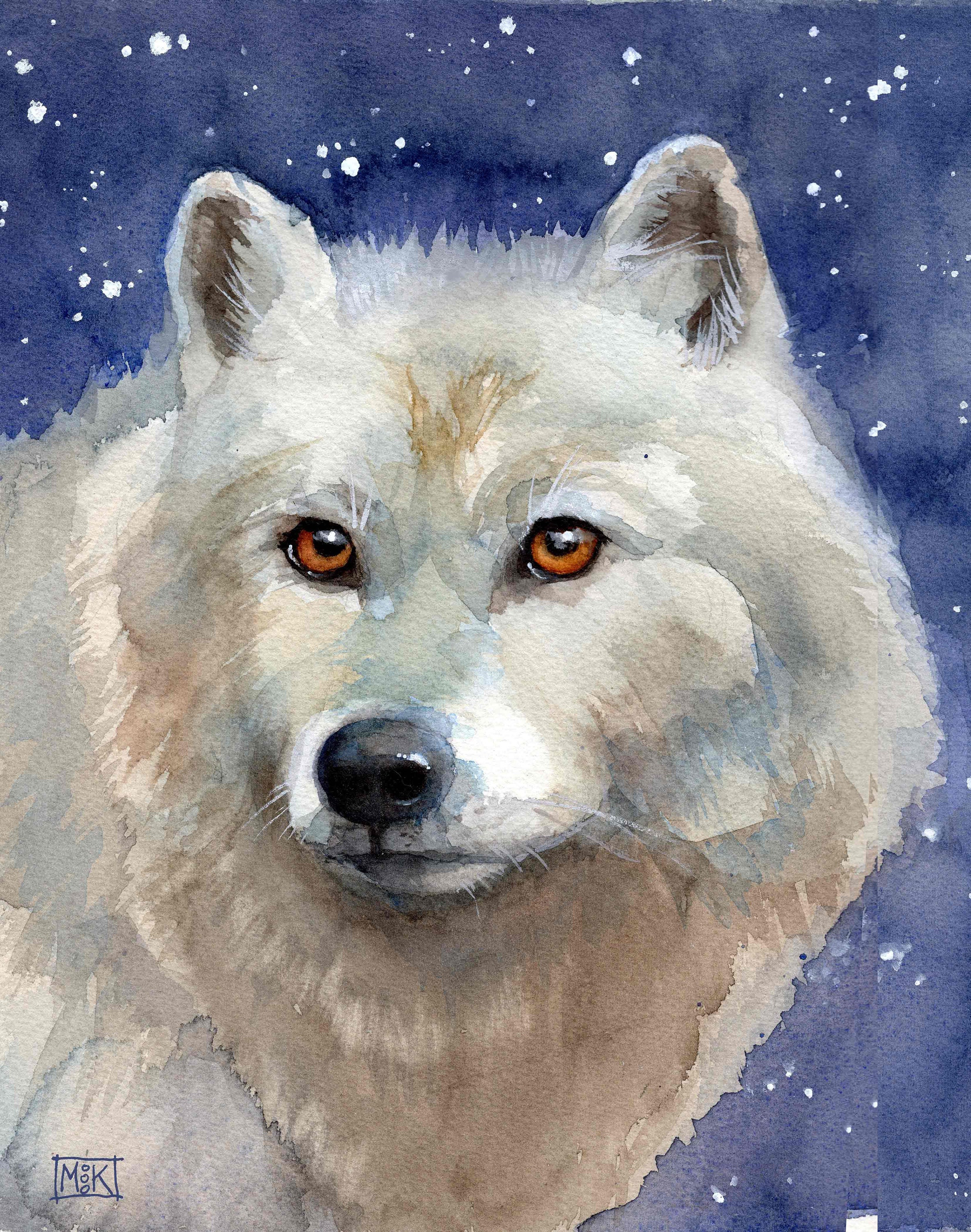 Wolf Print White Wolf Lovers Gift Animal Lovers Gift | Etsy