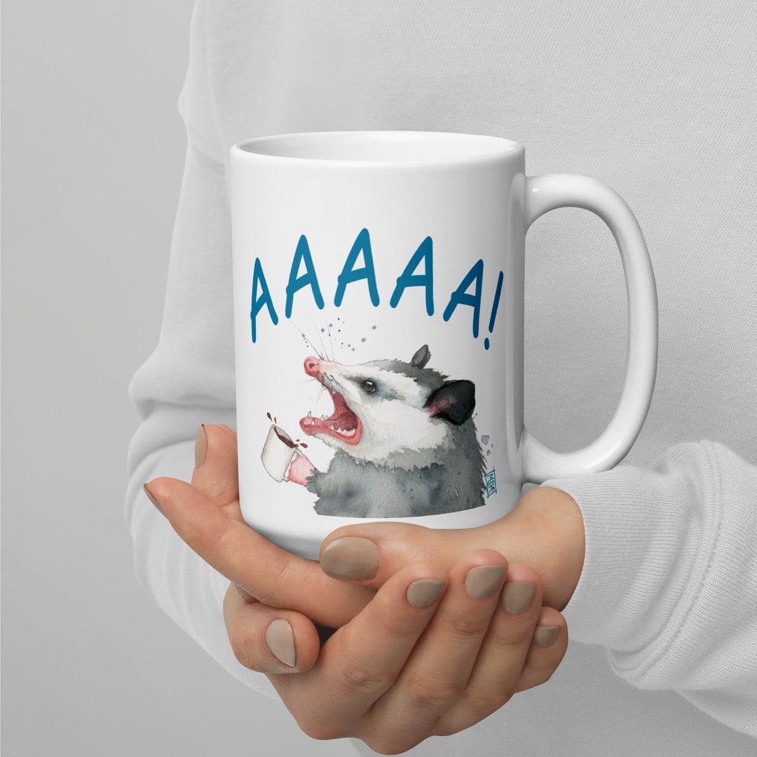 Opossum Screaming Mug, Aaaaaaa! Opossum Gift for Possum Lover, Stressed ...