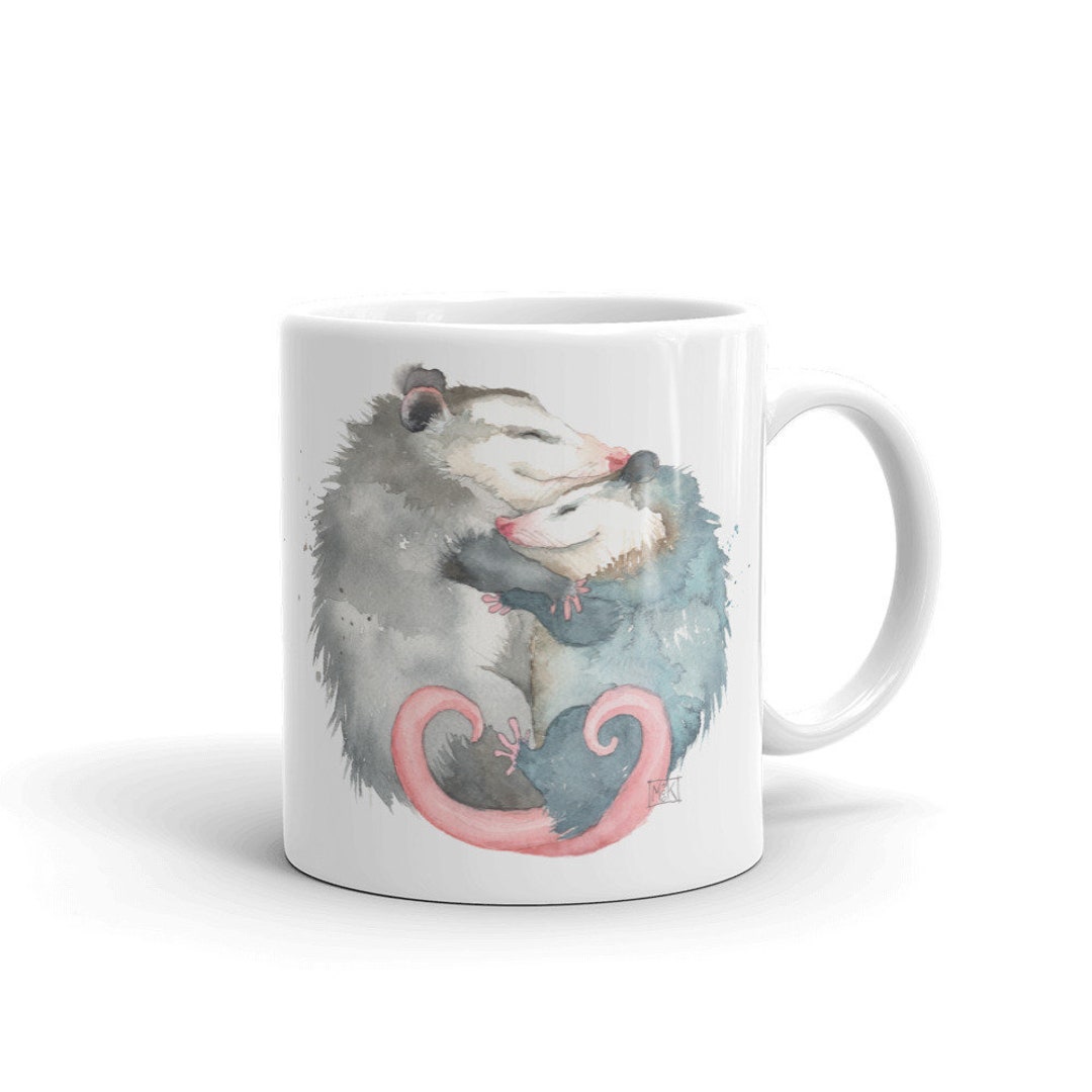 Opossum Love Coffee Cup 11oz White Mug Hugging Possums With Cute Saying ...