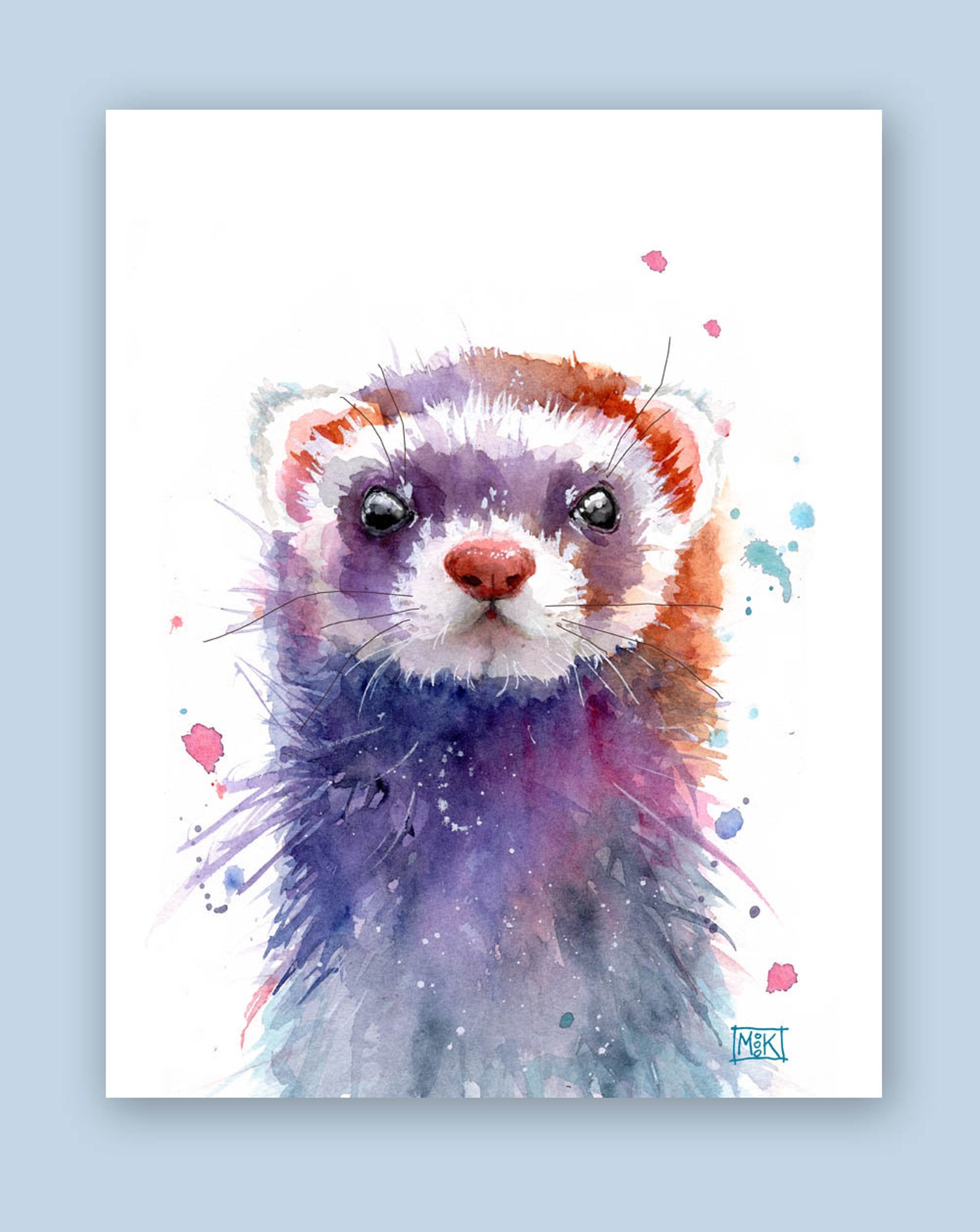 Ferret Gift Ferret Lover Art Print Ferrets Portrait - Etsy