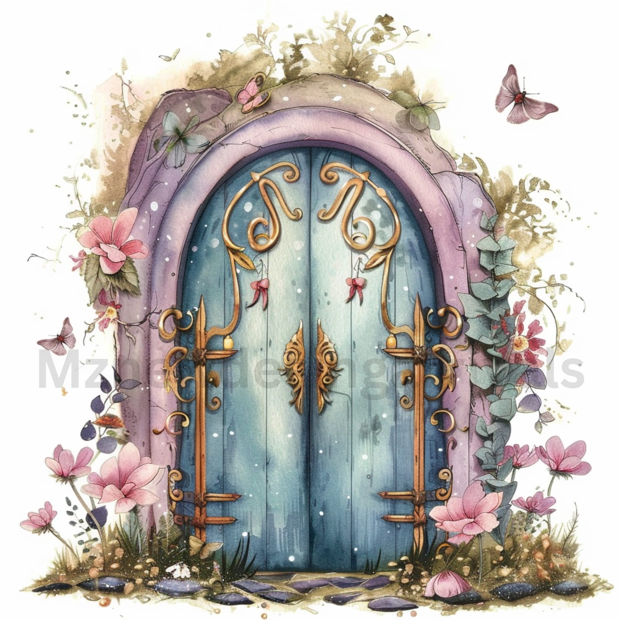 19 Floral Fairy Doors Clipart, Printable Watercolor Clipart, High ...