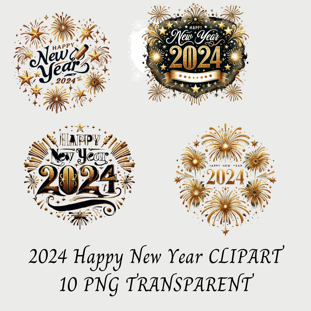 New Year Clip Art Digital 2024 Party Celebration Clipart Graphics for ...