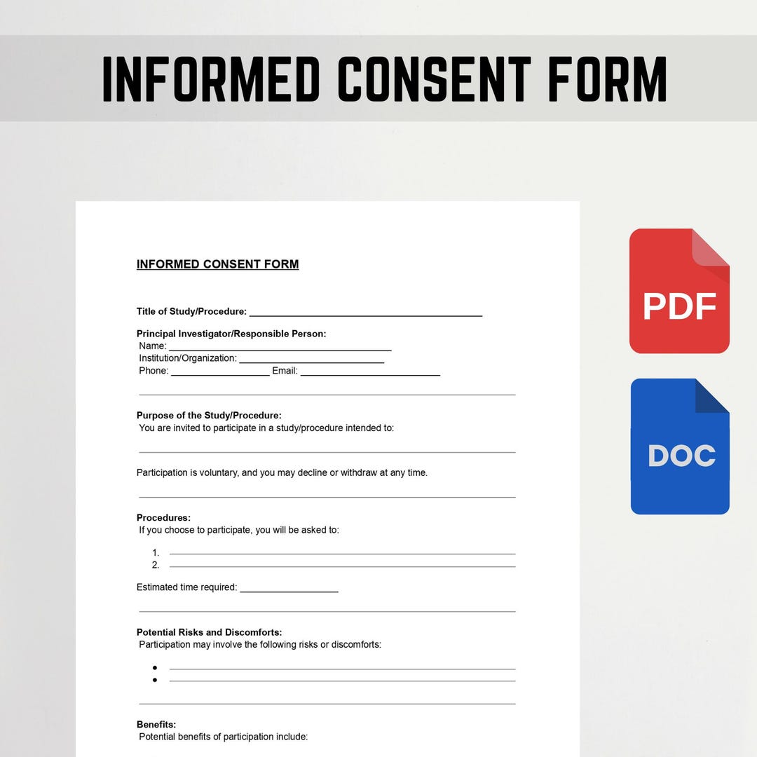 Informed Consent Form Template – DOC & PDF – Editable, Printable ...