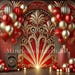 Red & Gold Photography Backdrop: Modern Celebration Design (digital ...