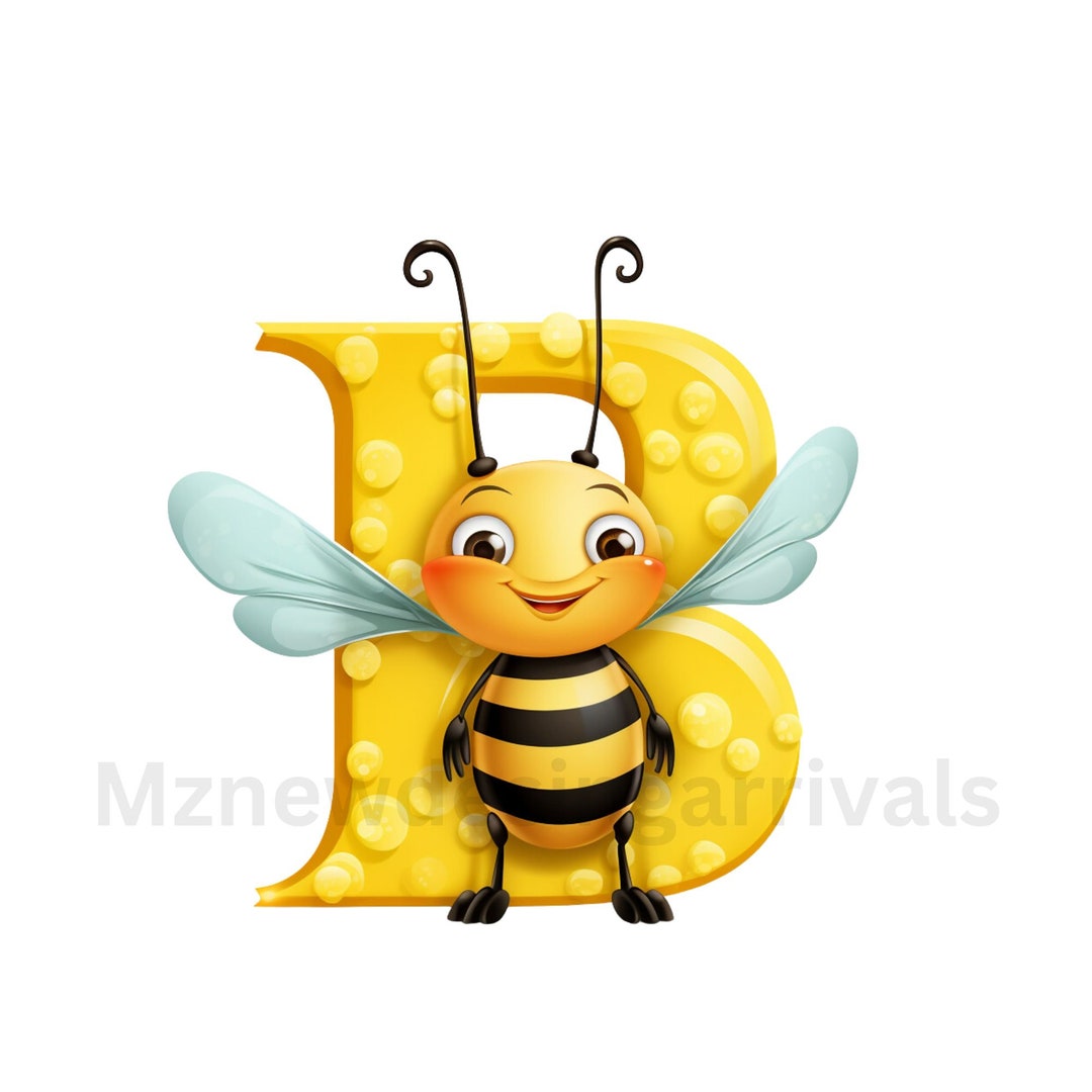 Honey Bee Clipart Png Letters Bee Sticker Bumble Bee Font Doodle ...