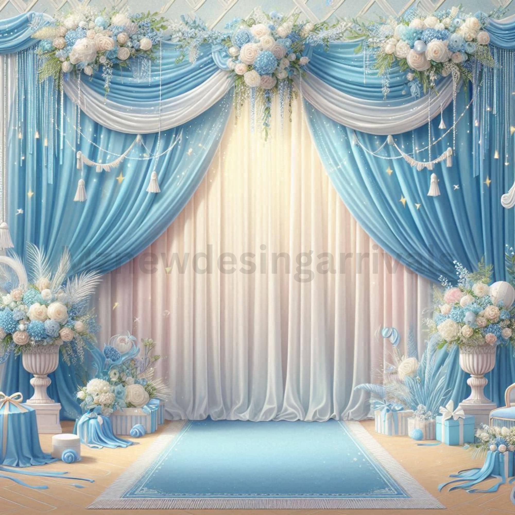 Light Blue and White Digital Backdrop School Colors Prom and Graduation ...