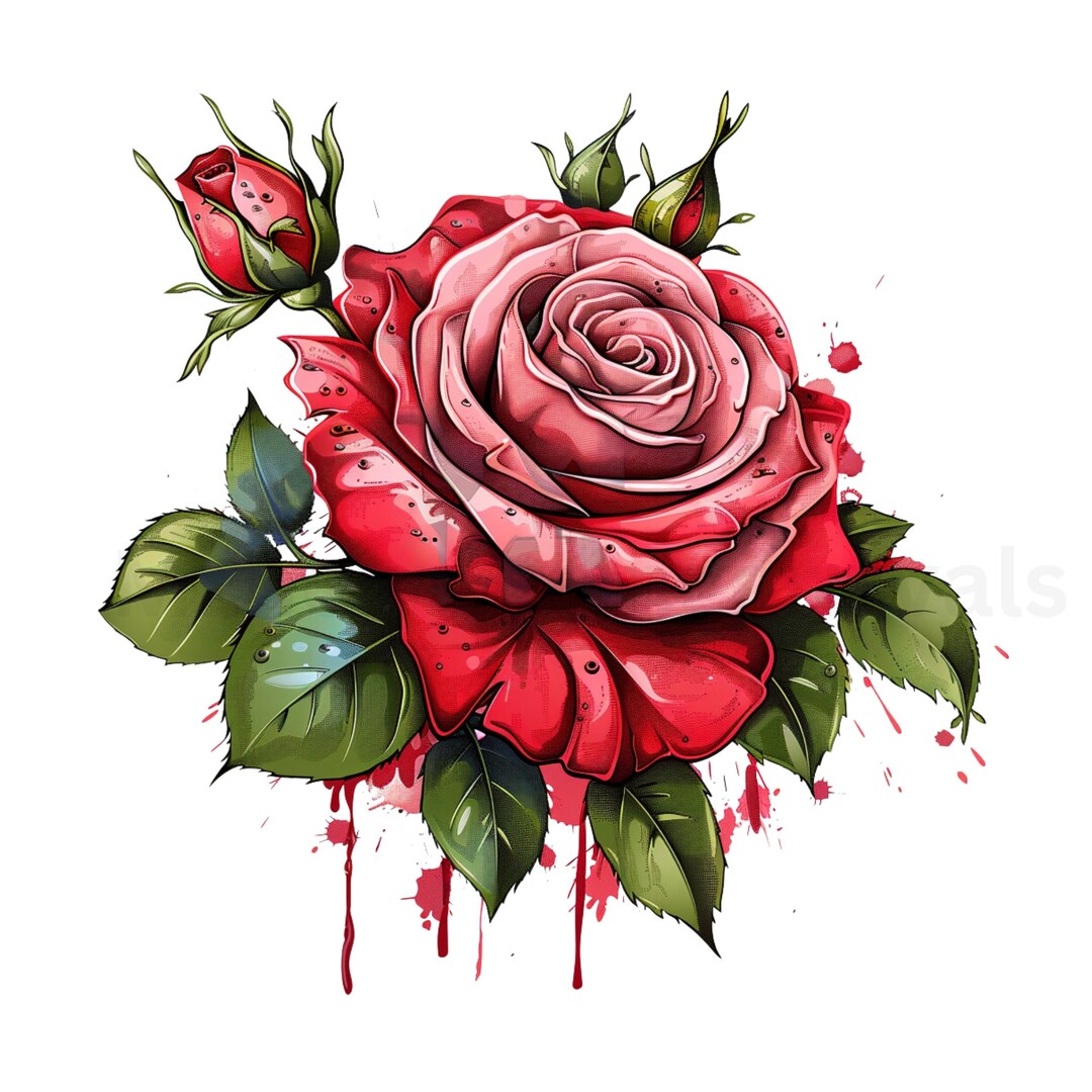 14 Graffiti Roses Clipart, Abstract Roses, Red Rose, Watercolor Clipart ...