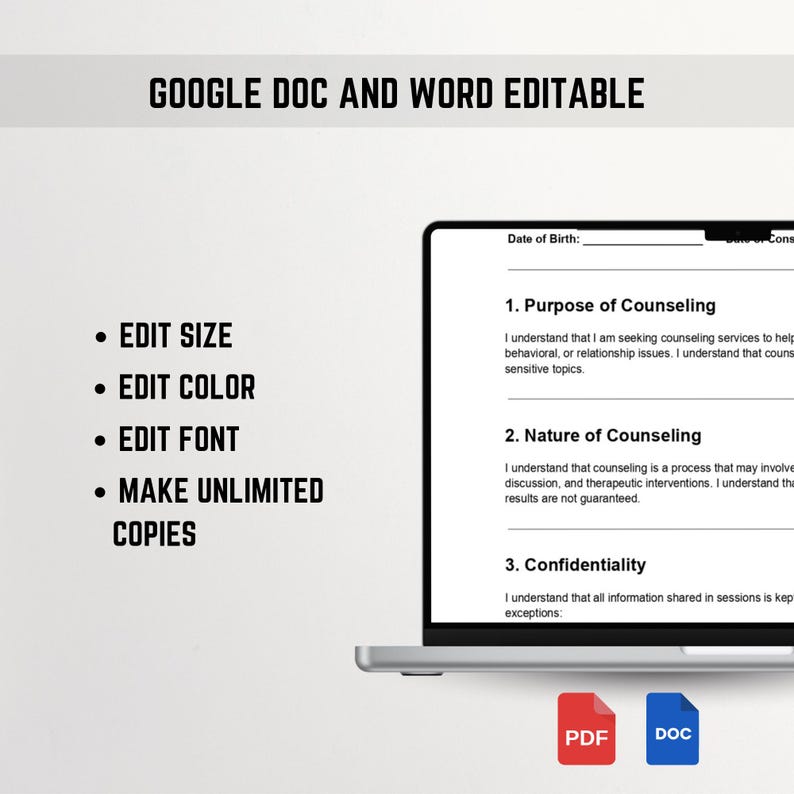 Counseling Consent Form Template – DOC & PDF – Editable, Printable ...