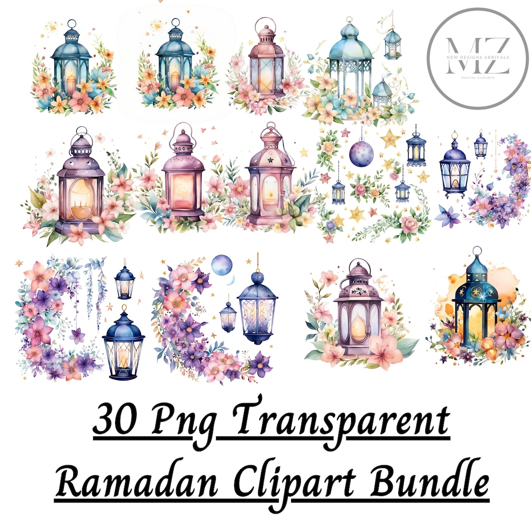 Watercolor Ramadan Clipart. Islamic Holiday Png Clip Art, Arabic ...