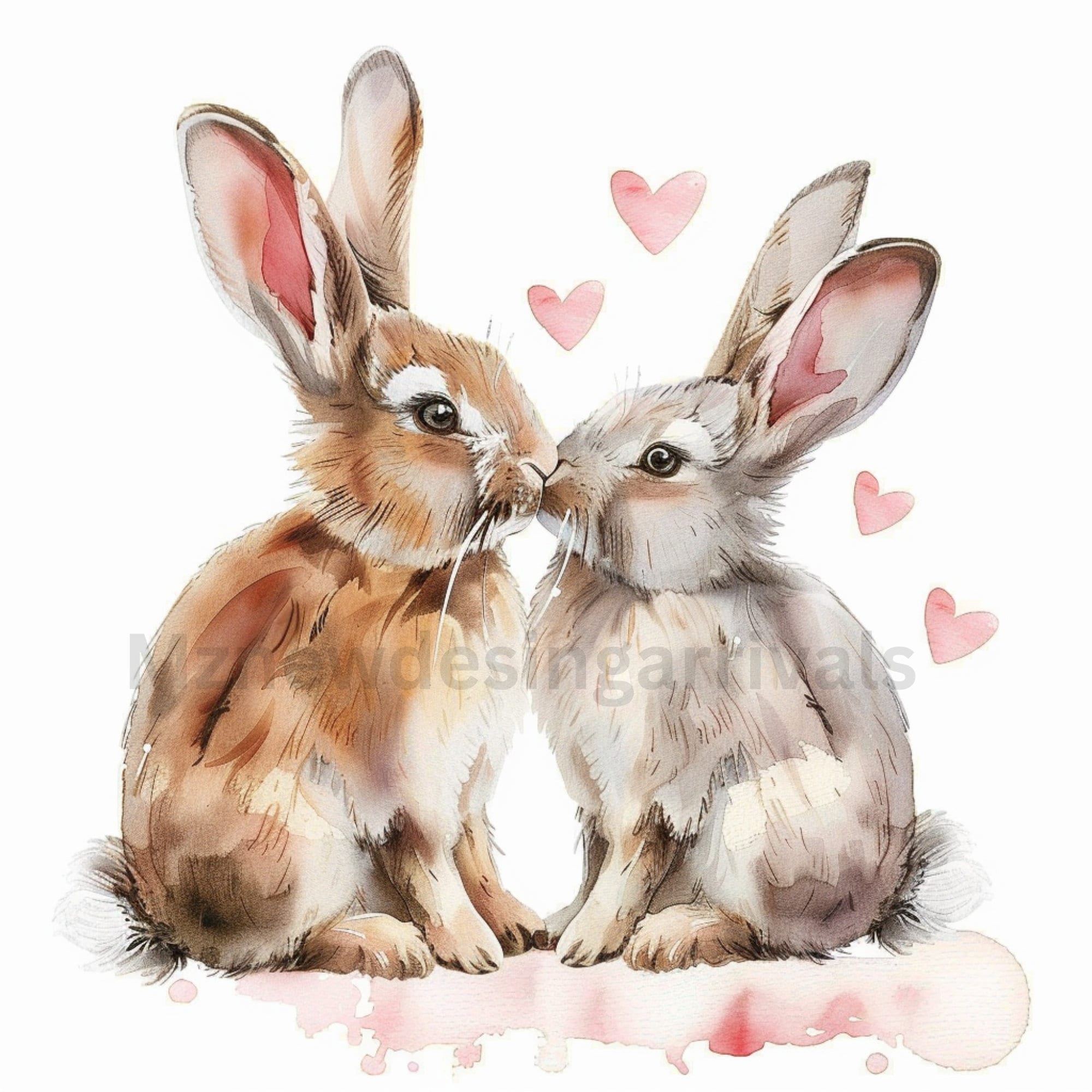20 Bunny Love Clipart, Rabbit Clipart, Printable Watercolor Clipart ...