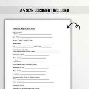 Childcare Registration Form Template – DOC ,PDF – Editable, Printable Daycare Enrollment Form ...
