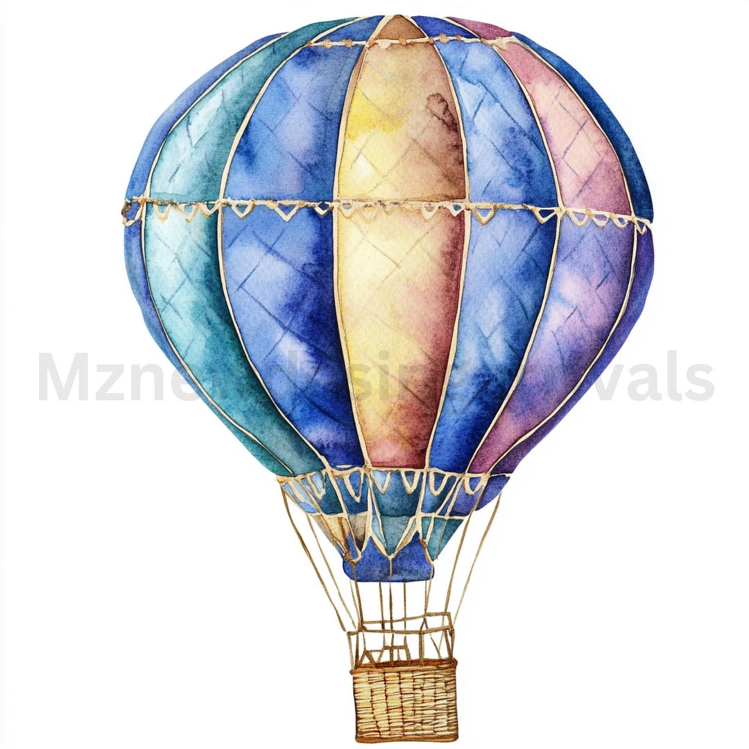 Watercolor Hot Air Balloon Clipart, Balloons, Printable Watercolor ...