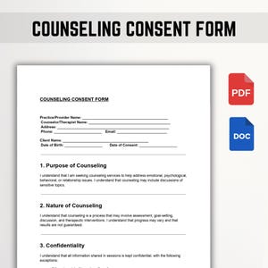 Counseling Consent Form Template – DOC & PDF – Editable, Printable ...
