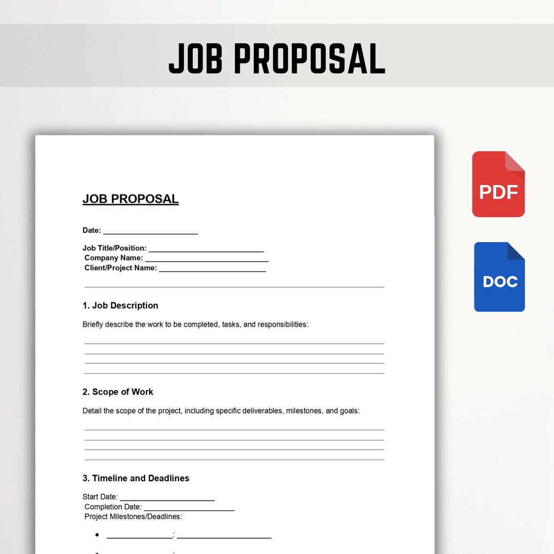 Job Proposal Template | Editable Work Proposal Form | PDF, Word, Google ...