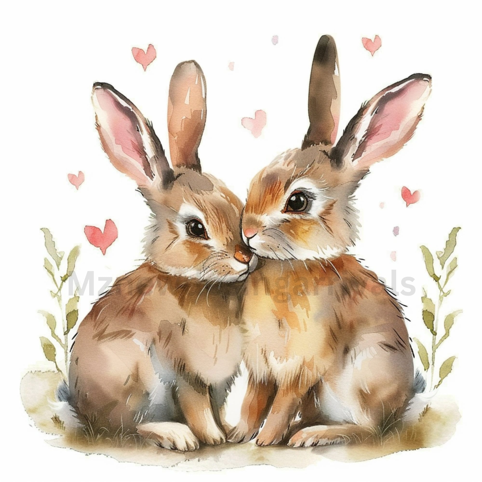 20 Bunny Love Clipart, Rabbit Clipart, Printable Watercolor Clipart ...