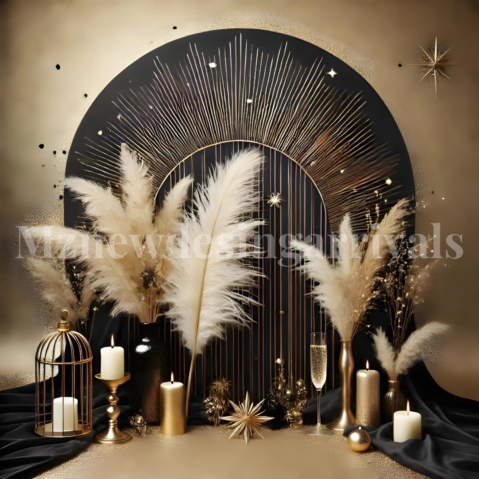Black & Gold Photography Backdrop: Elegant Celebration Design (digital ...