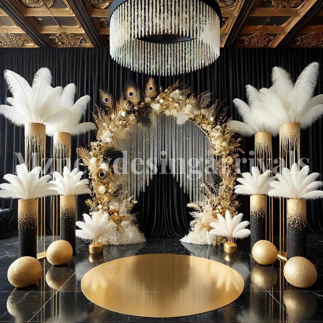 Black & Gold Photography Backdrop: Elegant Celebration Design (digital ...