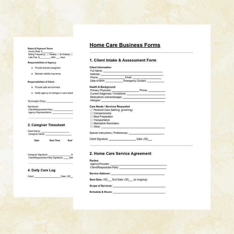 Home Care Business Forms Bundle, Editable Policy Caregiver Templates - Etsy