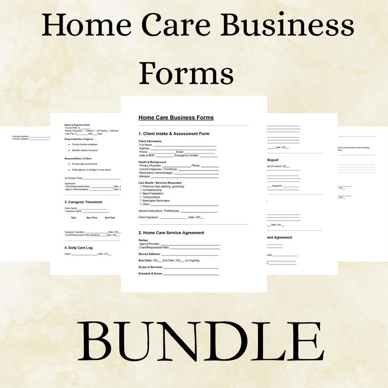 Home Care Business Forms Bundle, Editable Policy Caregiver Templates - Etsy