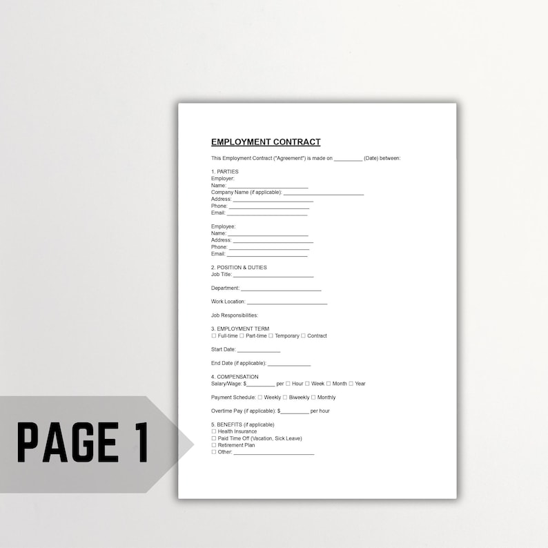 Employment Contract Agreement | Employee & Employer Agreement Template ...