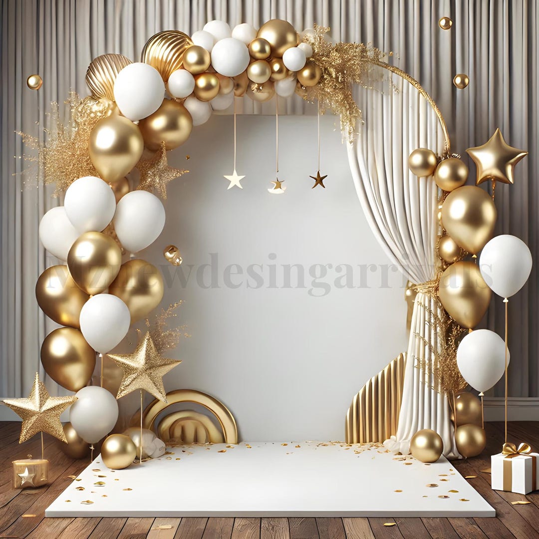 White & Gold Digital Photography Backdrop Digital Background Modern 8 ...