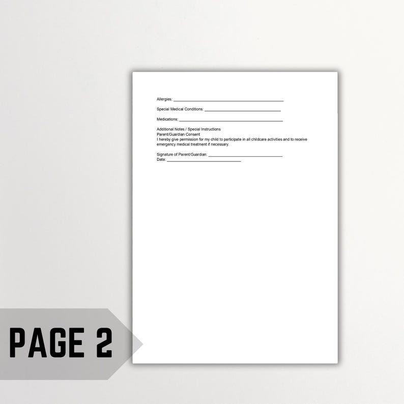 Childcare Registration Form Template – DOC ,PDF – Editable, Printable Daycare Enrollment Form ...