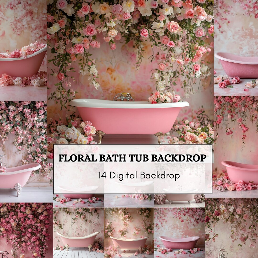 Maternity Tub Digital Backdrop 14 Png Pink Bathtub Backdrop Maternity ...