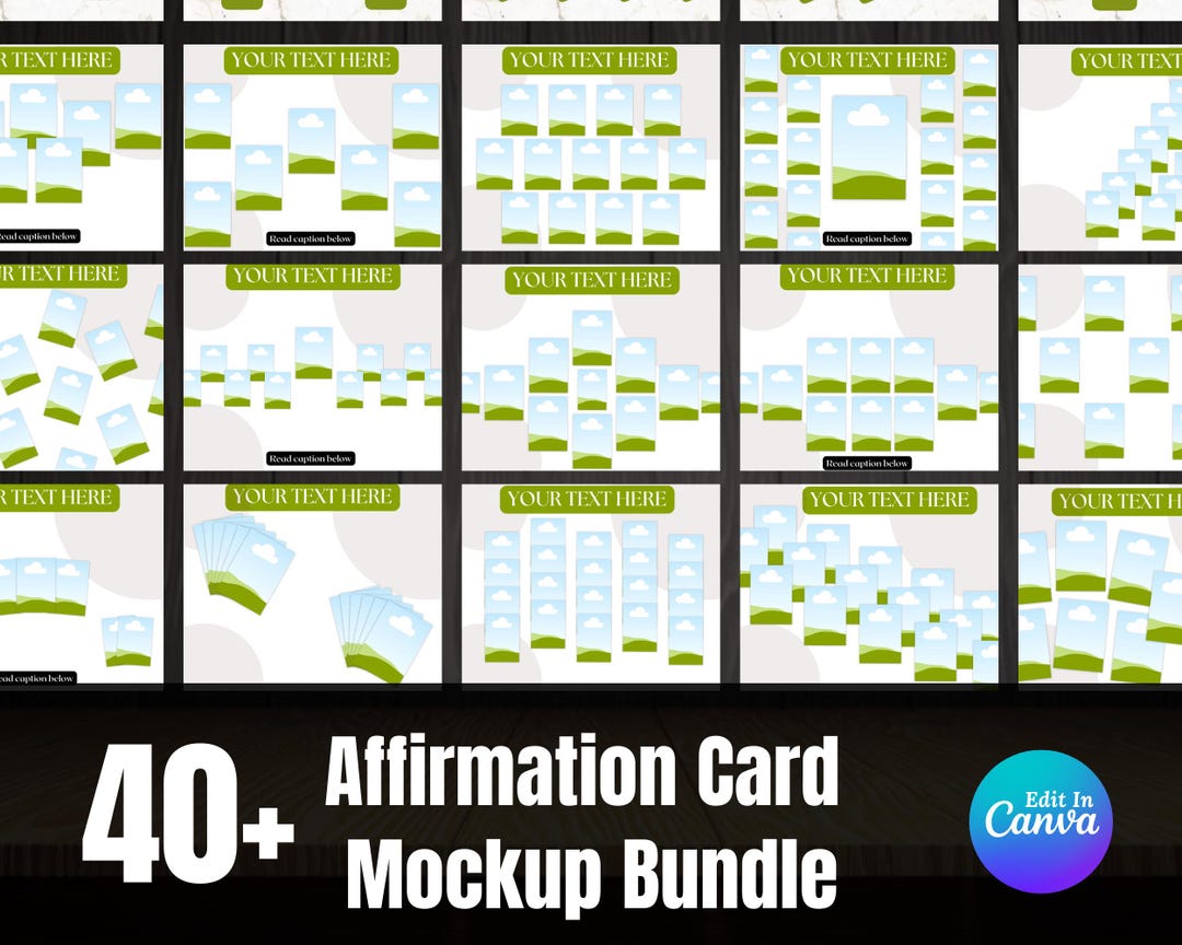 Affirmation Card Set Mockup, Printable Card Pack, Etsy Digital Listing ...