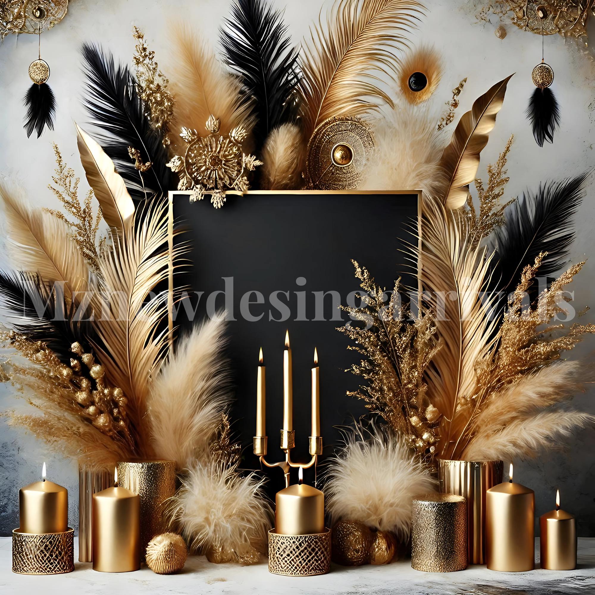 Black & Gold Photography Backdrop: Elegant Celebration Design (digital ...