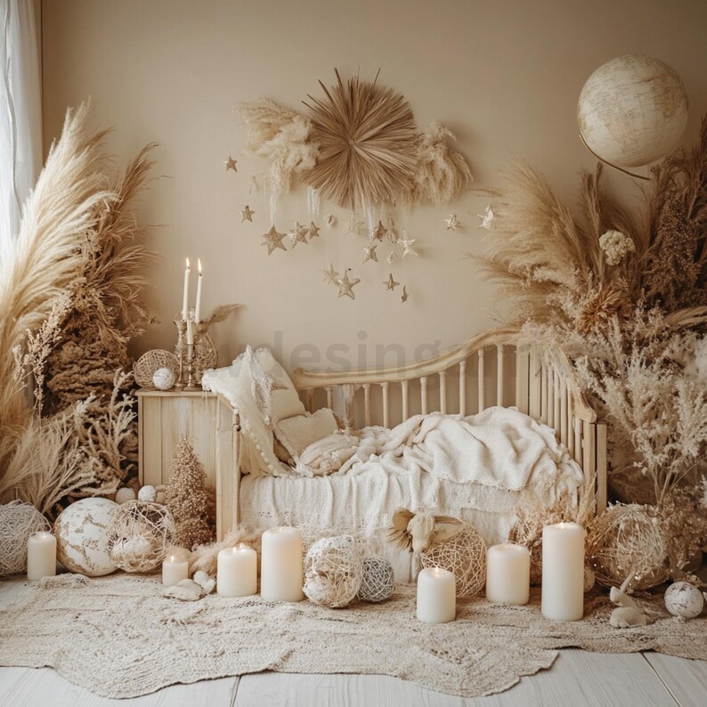 Boho Newborn Backdrop, 6 JPEG Studio Background,boho Newborn Backdrop ...