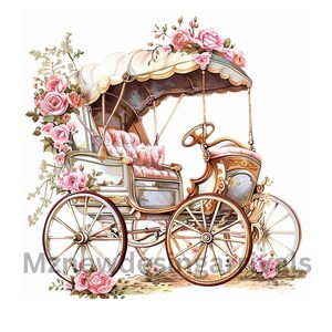 13 Floral Carriage Clipart, Princess Carriage, Digital Clipart ...