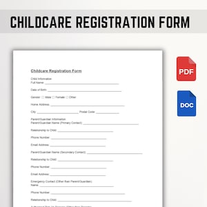 Childcare Registration Form Template – DOC ,PDF – Editable, Printable ...