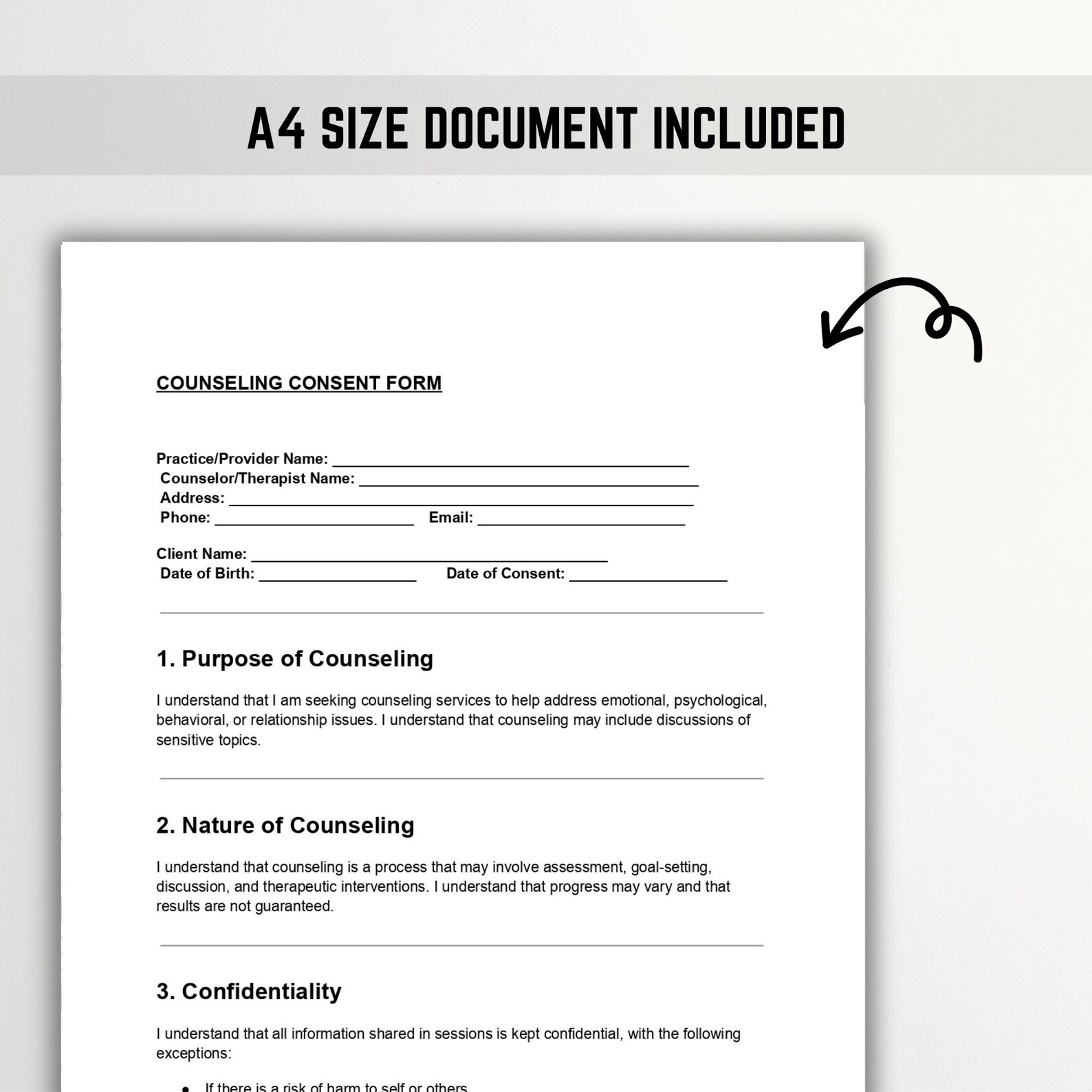Counseling Consent Form Template – DOC & PDF – Editable, Printable ...