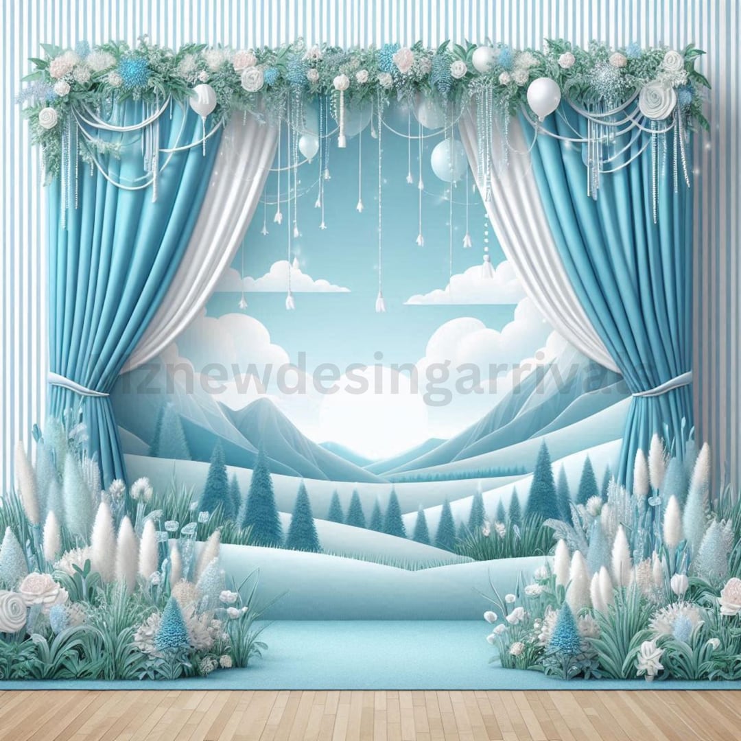 Light Blue and White Digital Backdrop School Colors Prom and Graduation ...