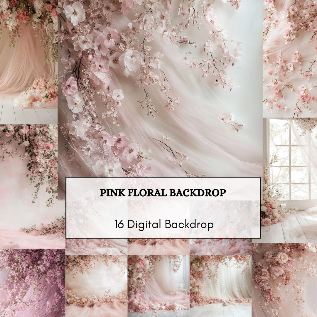 Light Pink Floral Maternity Digital Backdrop | Baby Girl & Family ...