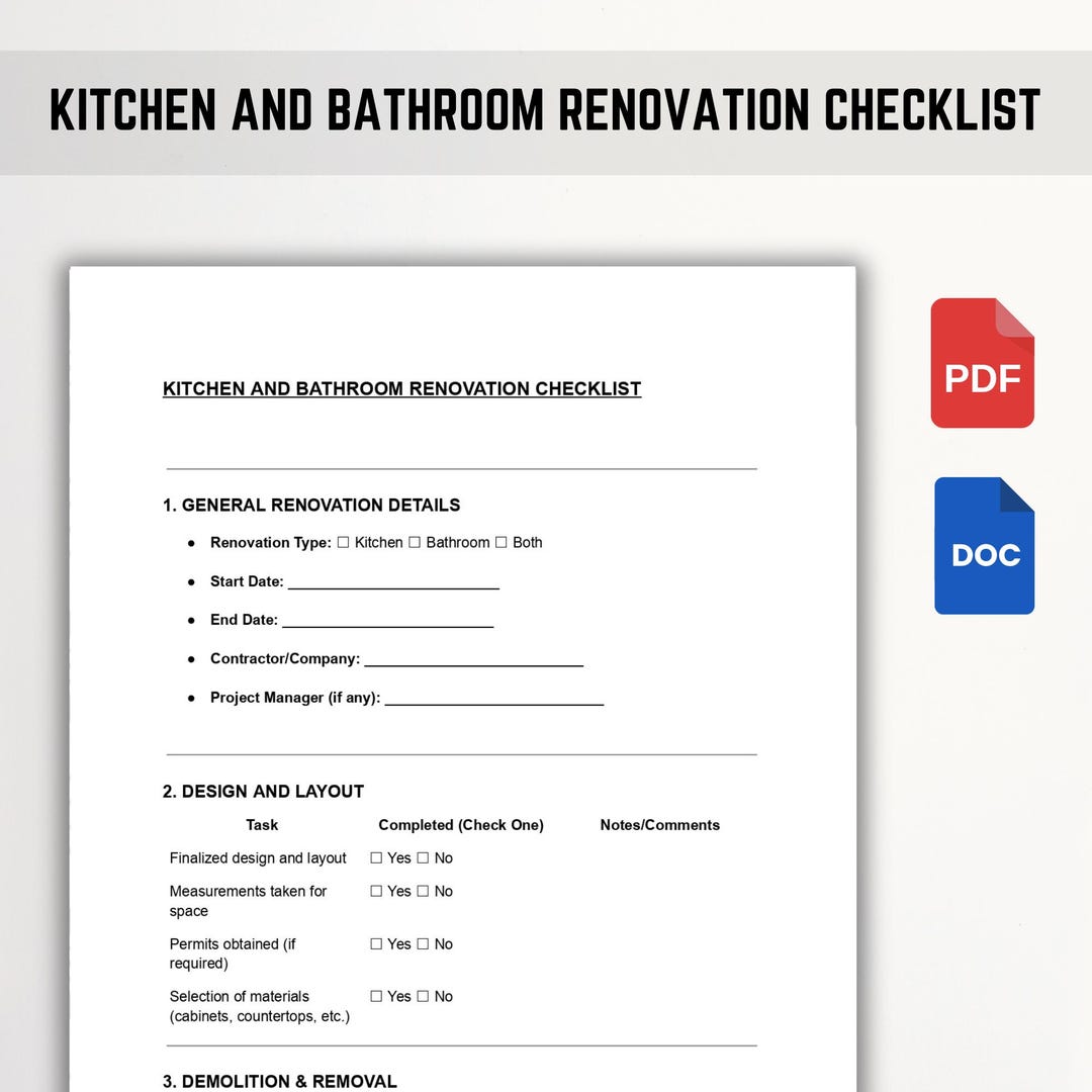 Kitchen and Bathroom Renovation Checklist | Home Remodel Planning ...